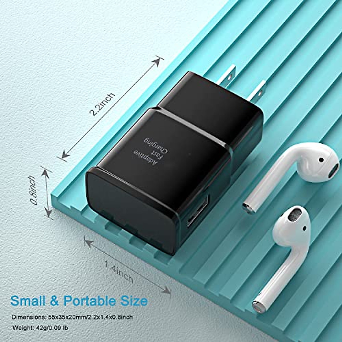 Adaptive Fast Charging Wall Charger Kit, Qihop 2-Pack Fast Charging Block with 6ft USB Type C Cable Compatible with Samsung Galaxy S20/S10/S10+/S10e/S9/S8 Plus,Note 8/9/10+/20, Pixel 3