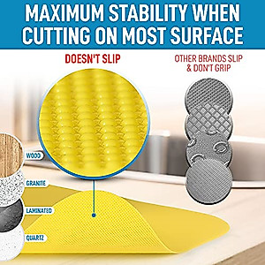 Zulay Kitchen Non-Slip Flexible Cutting Board - Dishwasher Friendly Cutting Mats For Cooking - Thick & Durable Flexible Cutting Mats - Non-Porous Cutting Board Mat Set of 3