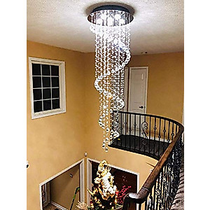 Modern Contemporary Swirl Chandelier Lighting for Foyer Dining Room Kitchen Chandelier Fixture Ceiling Light Rain Drop with All Crystal Balls D20'' X H61'' of CRYSTOP