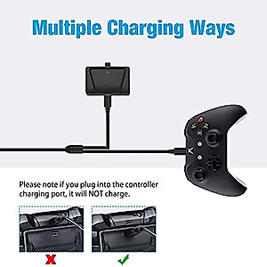 Rechargeable Battery Pack for Xbox One, 2x1200mAH Battery Pack with 4FT 2 in 1 Micro USB Charging Cable, Play and Charge Kit for Xbox One/One S/One X/Elite(Not for Xbox Series X/S Controller)