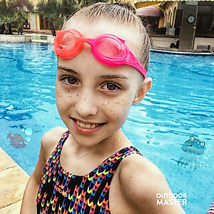 OutdoorMaster Kids Swim Goggles 2 Pack - Quick Adjustable Strap Swimming Goggles for Kids - E