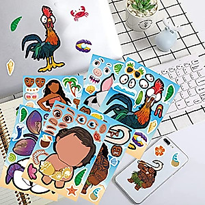 36Pcs Make Your Own Moana Stickers Sheet, Moana Birthday Party Favors for Moana Birthday Party Supplies
