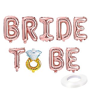 HAIOPS BRIDE TO BE Balloon Jumbo Foil Balloon Handwriting Letter Giant Celebration Balloon Romanti Wedding Bridal Shower Anniversary Engagement Party Decoration (Rose Gold)