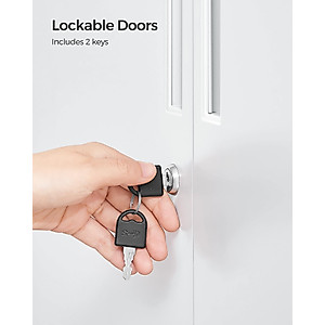 SONGMICS Garage Cabinet, Metal Storage Cabinet with Doors and Shelves, Office Cabinet for Home Office, Garage and Utility Room, Grey UOMC013G01