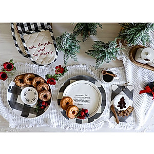 Mud Pie Buffalo Check and Christmas Definition Platter Set, small 10" dia | large 13" dia