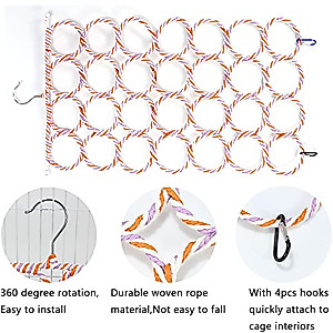 Jevnd Rat Climbing Rope Net Toy for Cage, Bird Hemp Rope Perch Swing, Ladder Rope Bridge Hanging Hammock, Small Animal Activity Toy for Gerbil, Mouse, Mice, Parrot, Bird (Random Color)