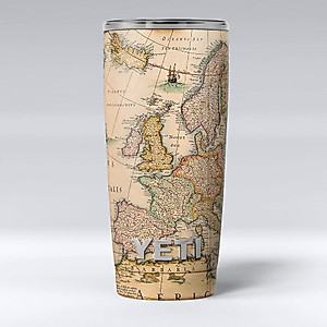 Design Skinz The Vintage Atlantic Ocean Map Pattern - Skin Decal Vinyl Wrap Kit Compatible with The Yeti Rambler Cooler Tumbler Cups