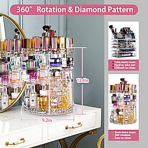 360 Rotating Makeup Organizer Large Perfume Cosmetics Organizer Beauty Organizer Clear Cosmetic Storage Display Case with 7 Layers and Detachable Shelves for Bedroom Dresser or Vanity Countertop