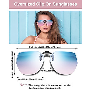 Frienda 3 Pairs Polarized Clip on Sunglasses over Prescription Glasses Rimless Anti-glare Sunglasses Flip up Sunglasses(Black-Gray, Blue-Pink, Pink)