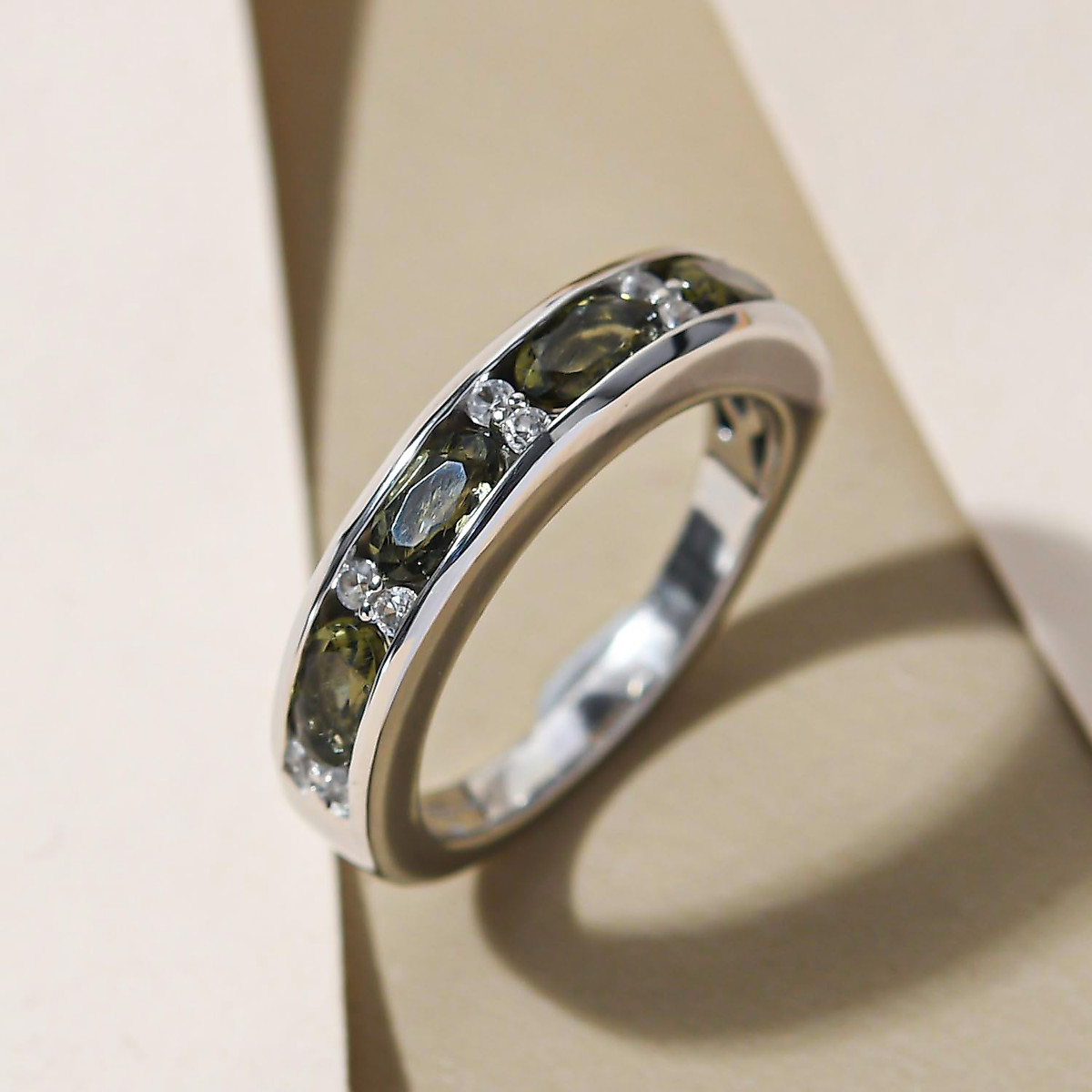 Shop LC Moldavite Zircon Eternity Ring 925 Sterling Silver Wedding Band for Women Jewelry Bridesmaid Gifts for Women Size 8 Ct 0.8 Birthday Gifts