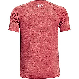 Under Armour boys Tech Split Logo Hybrid Short-Sleeve T-Shirt , Red (600)/Black , Youth Large