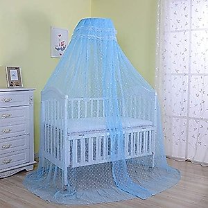 Cdycam Baby Infant Toddler Bed Dome Cots Mosquito Netting Hanging Bed Net Mosquito Bar Frame Palace-Style Crib Bedding Set (Blue Mosquito Netting Only, Without Stand)