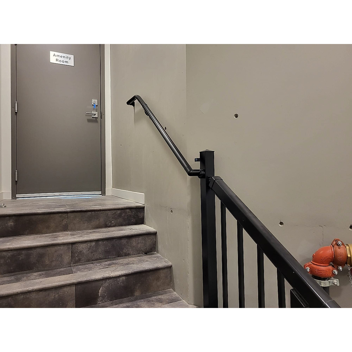 Hand Rails for Outdoor Steps – 3FT (Aluminum), Outdoor Hand Railing – Stair Railing Indoor – ADA Compliant, Hand Rails for Indoor Stairs with Wall Mounts, Black