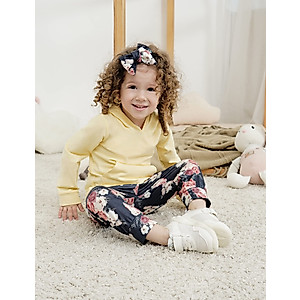 Okgirl Baby Girl Clothes Long Sleeve Hoodie Sweatshirt Floral Pants With Headband Outfit Sets(12-18 Months)