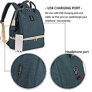 Breast Pump Backpack - Cooler and Moistureproof Bag Double Layer for Mother Outdoor Working Backpack with USB Charging Port, Large (Blue)