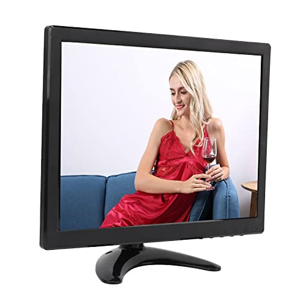 Akozon 12.1in TFT LED, 12.1in TFT LED Monitor with VGA HD Multimedia AV BNC USB DC Input Port Portable HD Color Screen Display with Speaker Remote Control 100‑240V(US Plug)