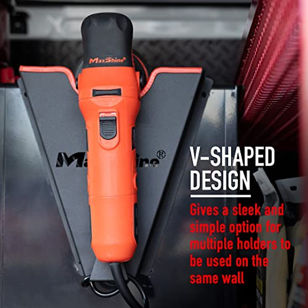 Maxshine Car Polisher Holder (Single) – Wall Mounted Holder, Perfect & Finest, V-Shaped with deep Depth and Rubber Edges, Durable, Anticorrosion, Make Your Space Neat and Save Your Valuable Space
