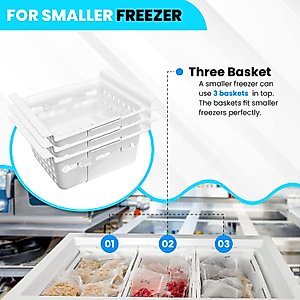 FreezerMax Add a Layer - Rails and Chest Freezer Sliding Baskets - Freezer Storage Bins - Adds a middle level of sliding baskets to 8-14 cubic foot freezers. MEASURE YOUR FREEZER BEFORE ORDERING