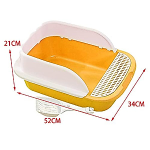 ＫＬＫＣＭＳ Cat Litter Box with Scooper Detachable Tall Cat Litter Box with Frame Cat Litter Pan Kitten Litter Pan Kitty Litter Tray Kitty Litter Pan, Yellow, Large