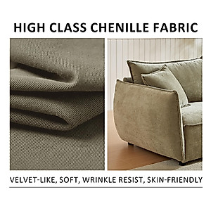 Olodumare Modern 44’’ Chenille Arm Chair for Living Room, Accent Chair for Apartment, Comfy Sofa for Small Space, Soft Couch for Bedroom, Easy to Install, Light Green