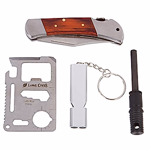 Kids Pocket Knife & Camping Essentials Kit - Multi-Tool Card, Whistle & Fire Starter in a Carrying Case. Easy Close Safety Lock on Knife. Great First Pocket Knife - Made to Last a Lifetime