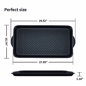 Matace 100 Percent Rubber Boot Tray for Entryway - Water Resistant Shoe Trays- Natural Rubber Mats for Shoes, Boots, Pets - Indoor and Outdoor Use, 27.95"x 15.74", Black