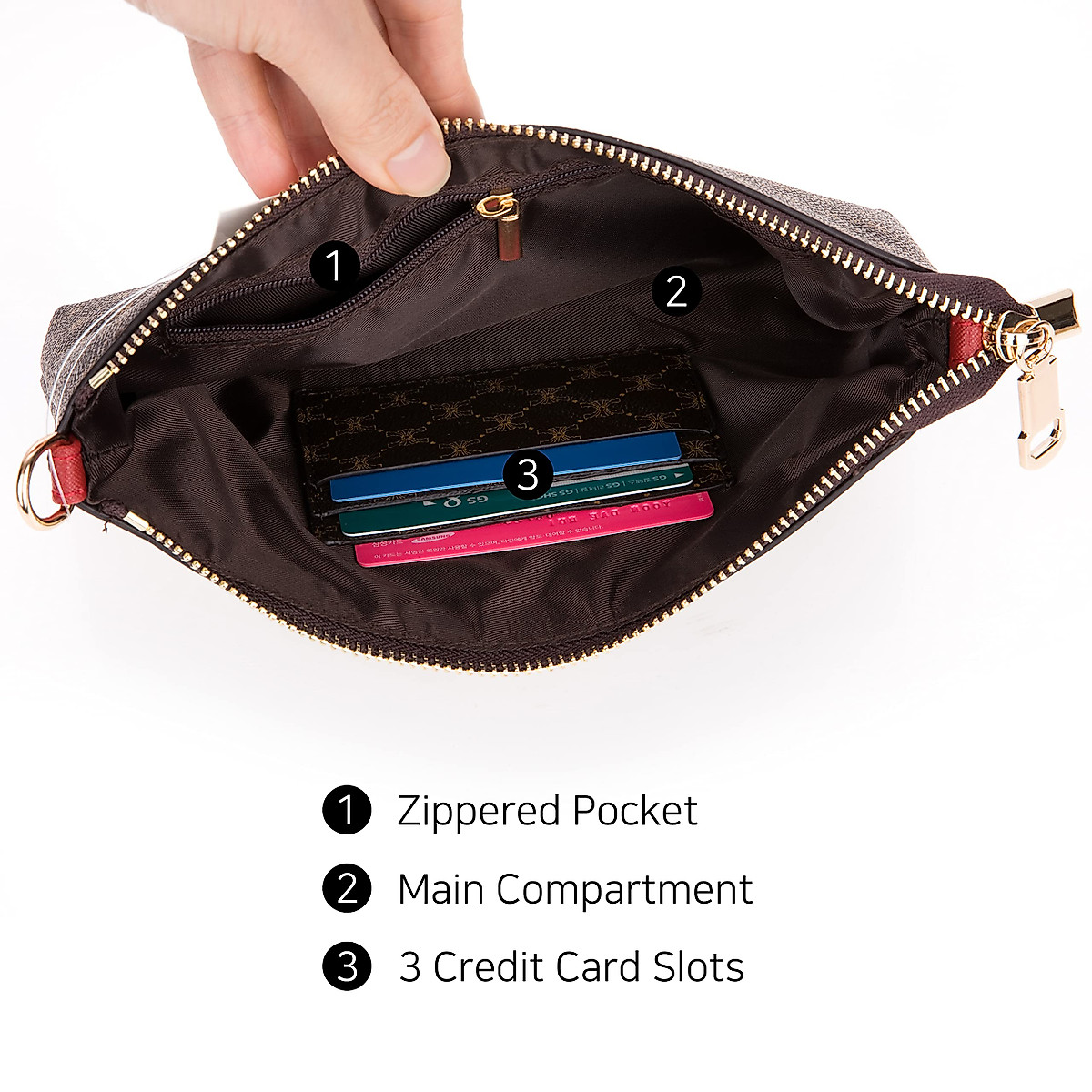 Chain Strap Small Crossbody Cellphone Purse for Women, Card Slots Clutch Shoulder Phone Bags (Red)