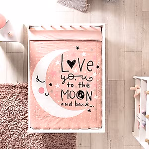 DreamPartyWorld Baby Girl Bedding Set Moon Pink Nursery for Baby Shower Material: 100Percent Cotton 4 Pieces