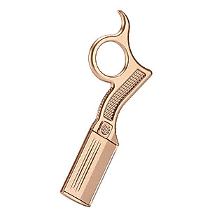 Yintal Men Shaving Straight Razor,Barber Tools Salon Manual Shaver Beard Hair Trimmer razors,Metal Replaceable Blades Clipper Holder (Gold)