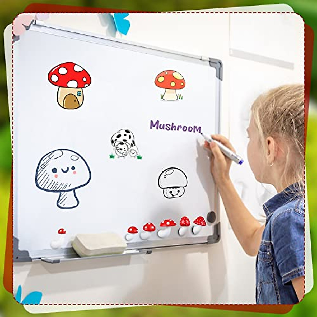 6 Pcs Mushroom Magnets for Fridge Kitchen Decor Magnets 3D Resin Refrigerator Magnet for Home Office Calendar Whiteboard Metal Furniture Decoration