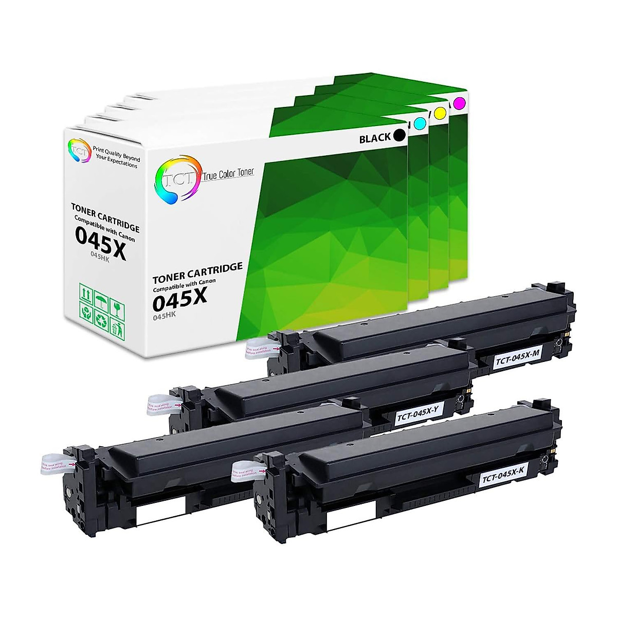 TCT 045X Toner Cartridge 4 Pack - Premium Compatible Replacement for Canon 045H High Yield Works with Canon Color ImageClass MF634CDW LBP612CDW Printers (Black Cyan Magenta Yellow)