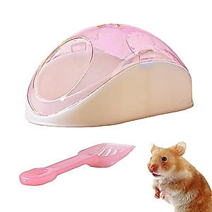 Gralara Transparent Hamster Sand Bath Container Cages High Capacity Litter Room Small Animal Bath Box for Gerbil, Squirrel, Chinchilla, Hedgehog, Pink