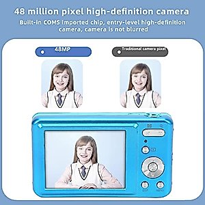 Portable Digital Camera, 48MP Digital Camera ABS Self Timer 8X Optical Zoom Automatic Light Sensitivity Speed Single Shot for Beginners