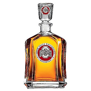 Heritage Pewter Ohio State Capitol Decanter | 24 OZ Whiskey Decanter for Liquor with Airtight Stopper | Expertly Crafted Pewter Glass Clear