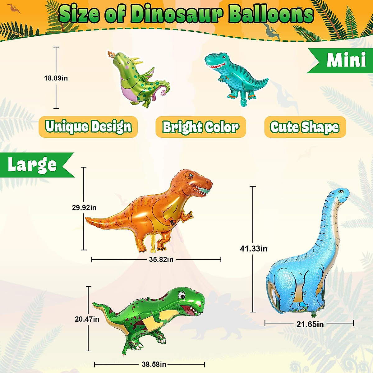 Dinosaur Birthday Party Decorations Supplies Happy Birthday Banner Crepe Paper Green Orange Blue Gold Dino Foil Balloons Garland Arch Kit for Jungle Safari Dinosaur Themed Baby Shower Party Boys Kids