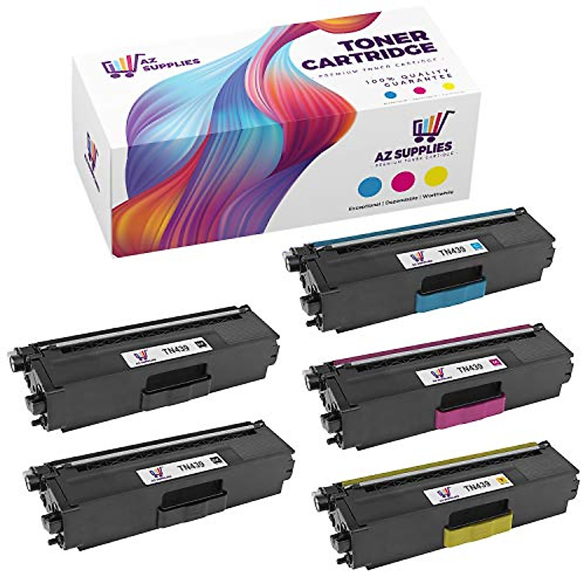 AZ Supplies Compatible Toner Cartridge Replacement for Brother TN439 Ultra High Yield TN439BK TN439C TN439M TN439Y HL-L9310CDW MFC-L9570CDW (2xBlack, Cyan, Magenta, Yellow - 5 Packs)