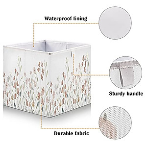Kigai Wildflowers Cube Storage Bins - 11x11x11 In Large Foldable Storage Basket Fabric Storage Baskes Organizer for Toys, Books, Shelves, Closet, Home Decor