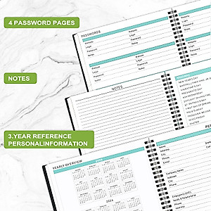 2023-2024 Monthly Planner/Calendar - 18-Month Planner with Tabs & Pocket, July 2023 - December 2024, Contacts and Passwords, 8.5" x 11", Thick Paper, Twin-Wire Binding - Black