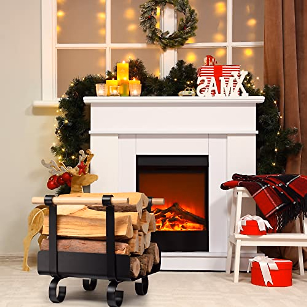 Lifeety Small Firewood Rack 17 Inches Heavy Duty Fire Wood Holder