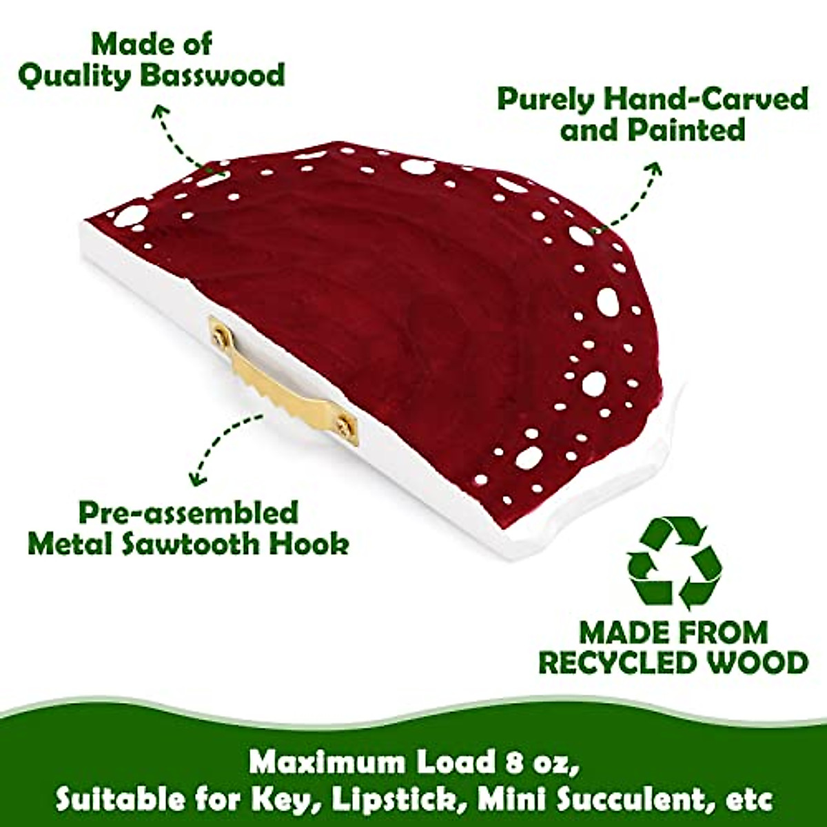 Tuitessine 3PCS Mushroom Wooden Floating Shelves Small Wall Mounted Storage Funny Hanging Bookshelf Living Room Bedroom Home Corner Picture Ledge Rustic Farmhouse Fungis Kitchen Bathroom Decor