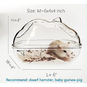 SpringSmart Hamster Bathroom with Scoop Set, Transparent Sand Bathtub with Large Space for Small Animals, Dwarf Hamster Toilet (M(6X4X4 inch))
