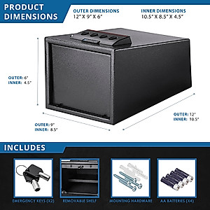 BARSKA AX12432 Quick Access Keypad Security Handgun Pistol Safe 0.23 Cubic Ft