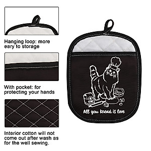 All You Knead is Love Cat Kneading Kitten Pun Baking Oven Pads Pot Holder with Pocket (All You Knead is Love)