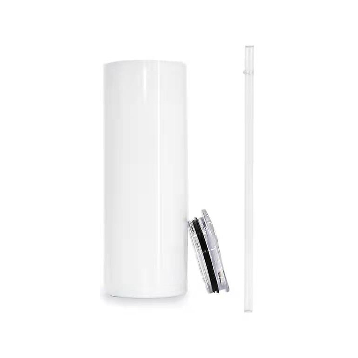 20oz stainless steel double walled insulated drink bottle with straw white skinny