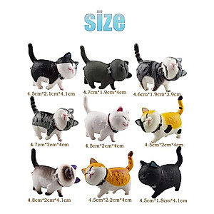 9 PCS Cute Miniature Cats Landscape Lovely Cats Figurines Fairy Home Garden Animals Kitten Adorable Cupcake Christmas Birthday Gift for Home Garden Decor Ornament Supplies