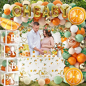 Little Cutie Baby Shower Decoration Cuties Orange Theme Birthday Party Supplies A Little Cutie is On The Way Backdrop Tablecloth Baby Boxes Balloon Garland for Tangerine Fruit 1st Baby Shower (Orange)