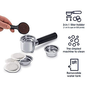 De'Longhi Dedica EC680M, Espresso Machine, Coffee and Cappucino Maker with Milk Frother, Metal / Stainless, Compact Design 6 in Wide, Fit Mug Up to 5 in