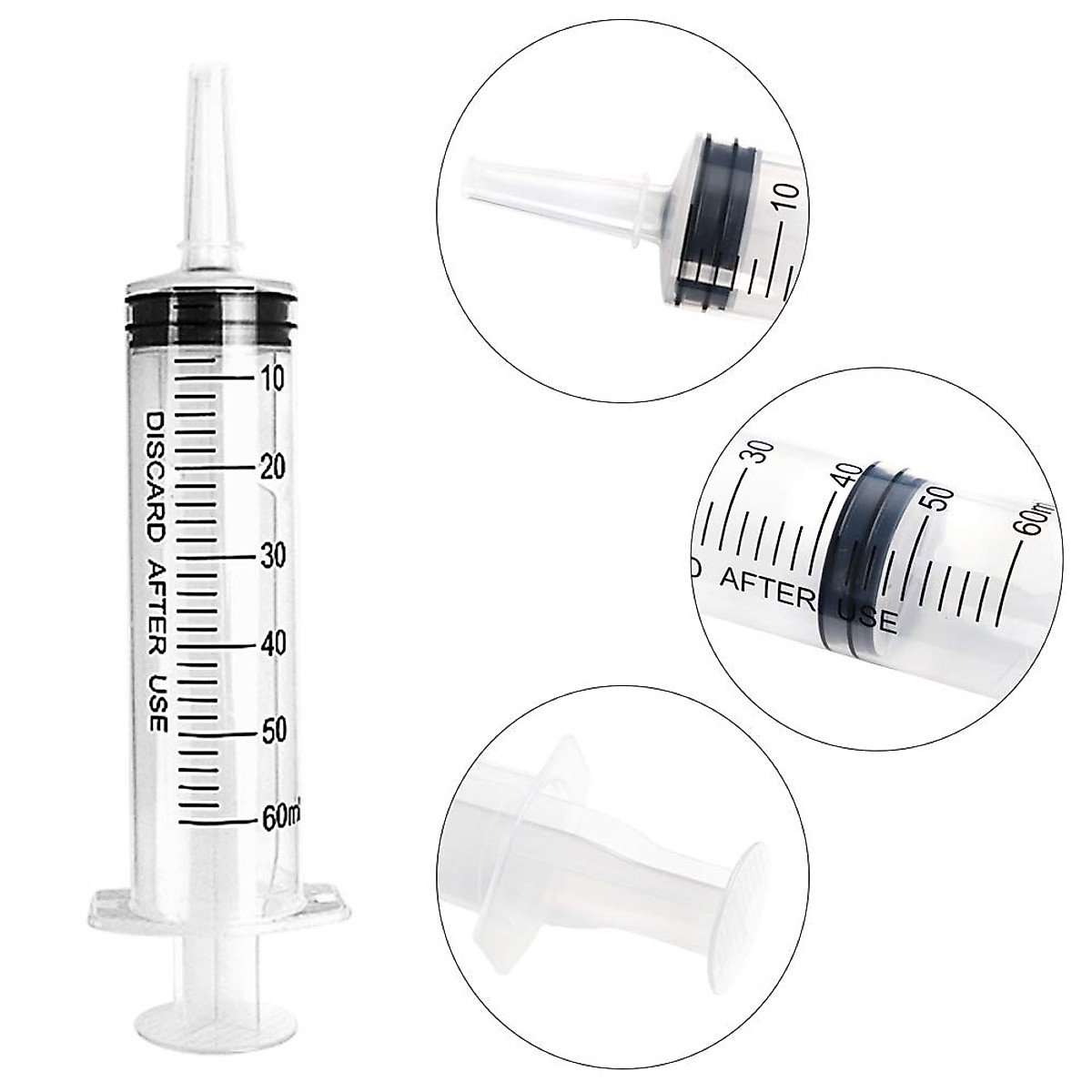 DEPEPE 8pcs 60ml Plastic Syringe with Caps, Large Catheter Tip Syringes for Lipgloss Making Feeding Food Paint Scientific Lab Measurement and Dispensing