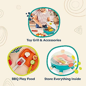 B. toys- Mini Chef - BBQ Grill Playset- Pretend Play BBQ Grill Play Set – Toy Grill & Play Food – Barbecue Role-Play Set for Kids- 3 Years + (16 Pcs)