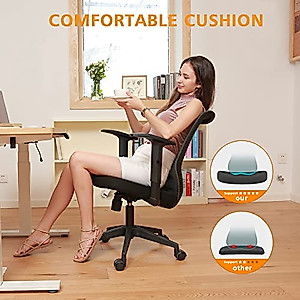 ETasker Ergonomic Office Chair Home: Mesh Desk Chairs with Wheels and Adjustable Arms - Comfortable Computer Desk Chair for Women Adults - Mid Back Swivel Task Chair for Home Office